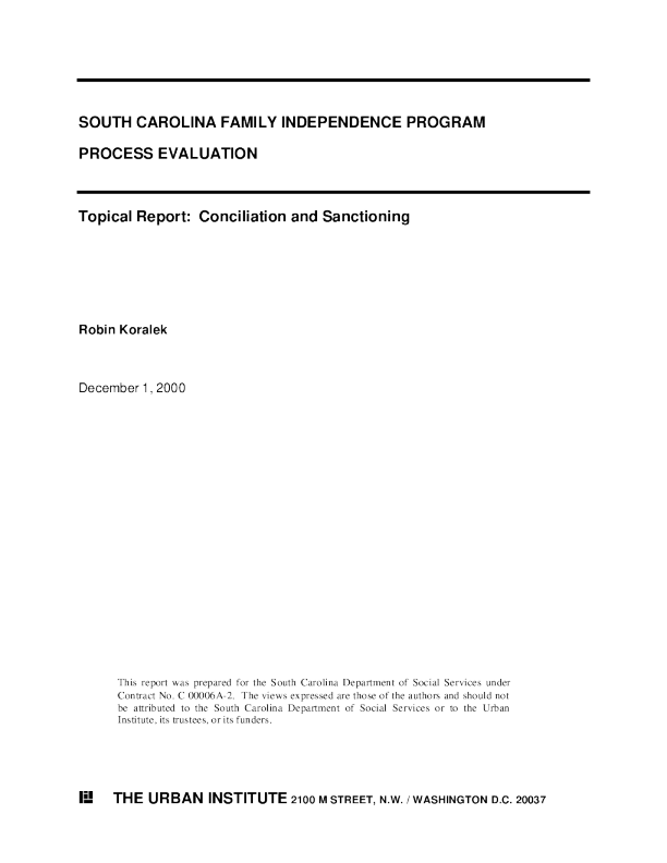 South Carolina Family Independence Program Process Evaluation | Topical ...