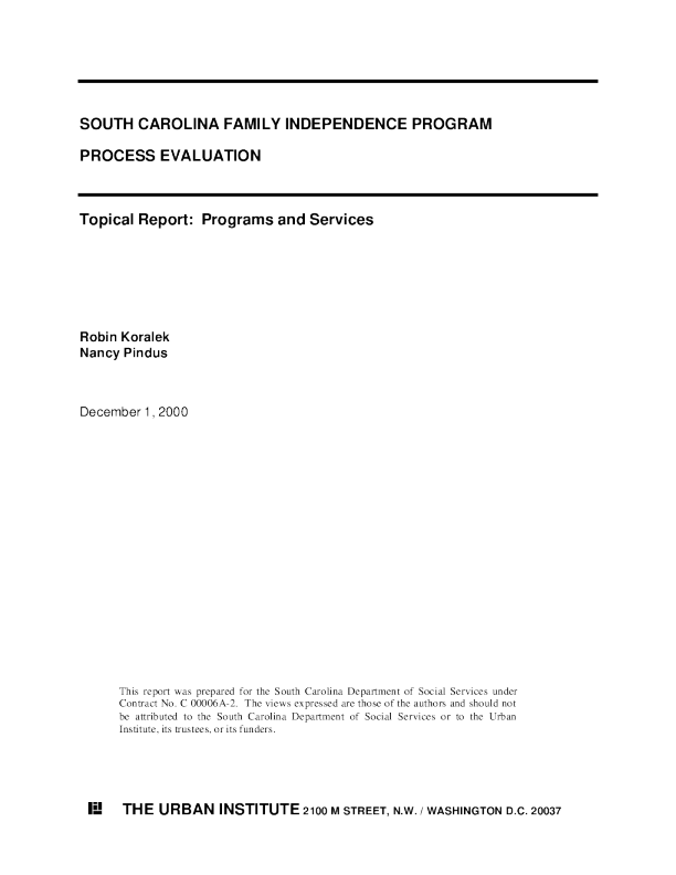 South Carolina Family Independence Program Process Evaluation | Topical ...