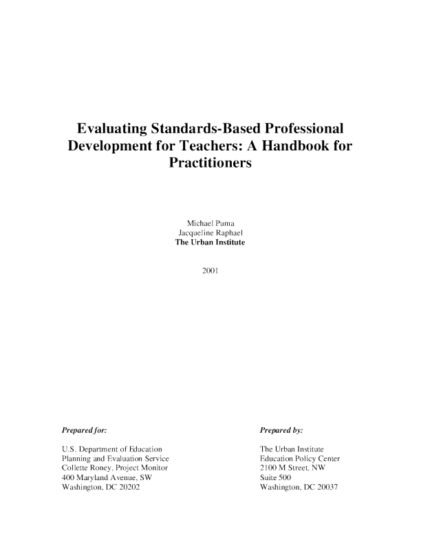 Evaluating Standards-Based Professional Development for Teachers: A ...