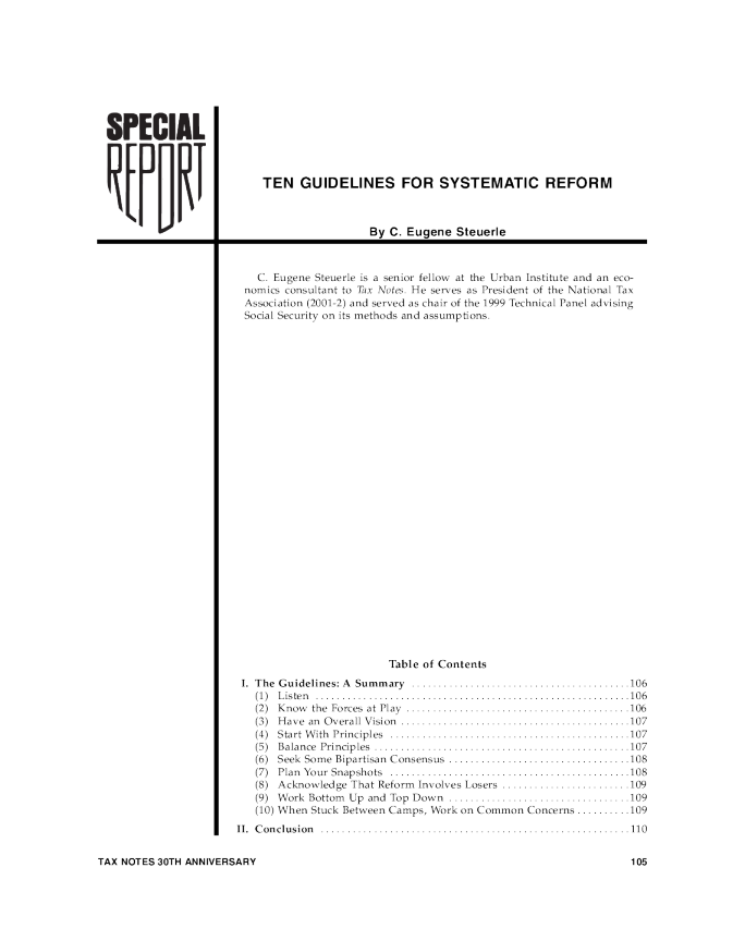 Ten Guidelines for Systematic Reform