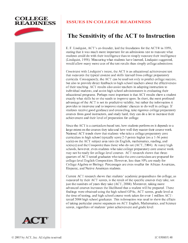 The Sensitivity of the ACT to Instruction