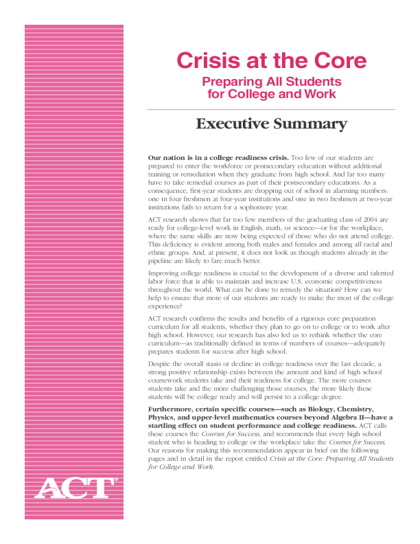 Crisis at the Core Executive Summary