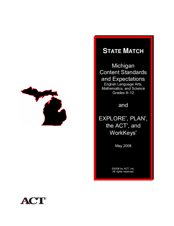 Michigan State Match - Content Standards and Expectations