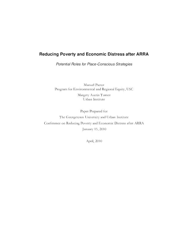 Reducing Poverty and Economic Distress after ARRA: Potential Roles for ...