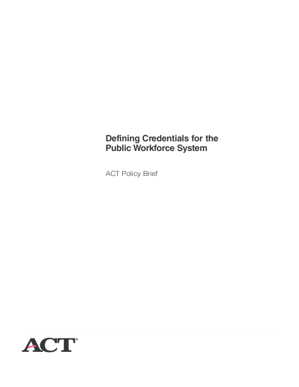 Defining Credentials for the Public Workforce System