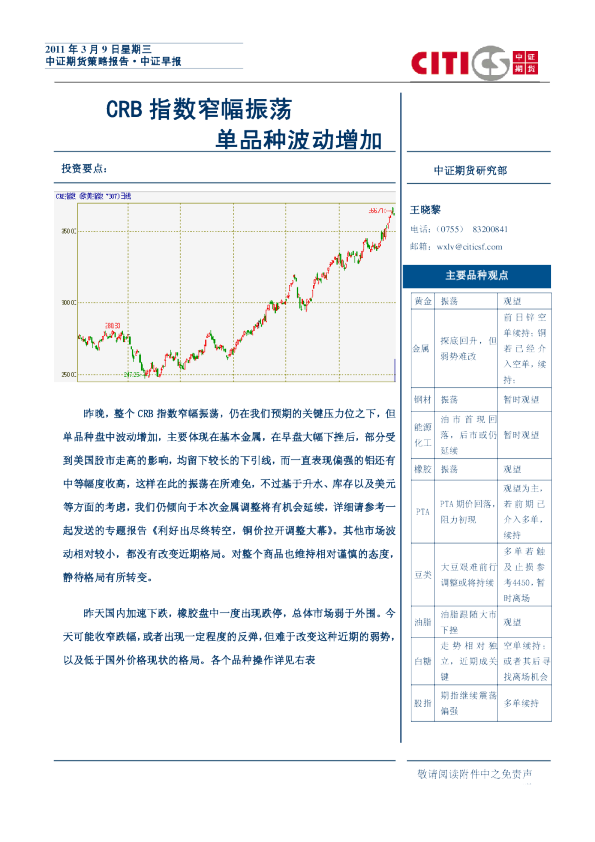 CRB指数窄幅振荡,单品种波动增加