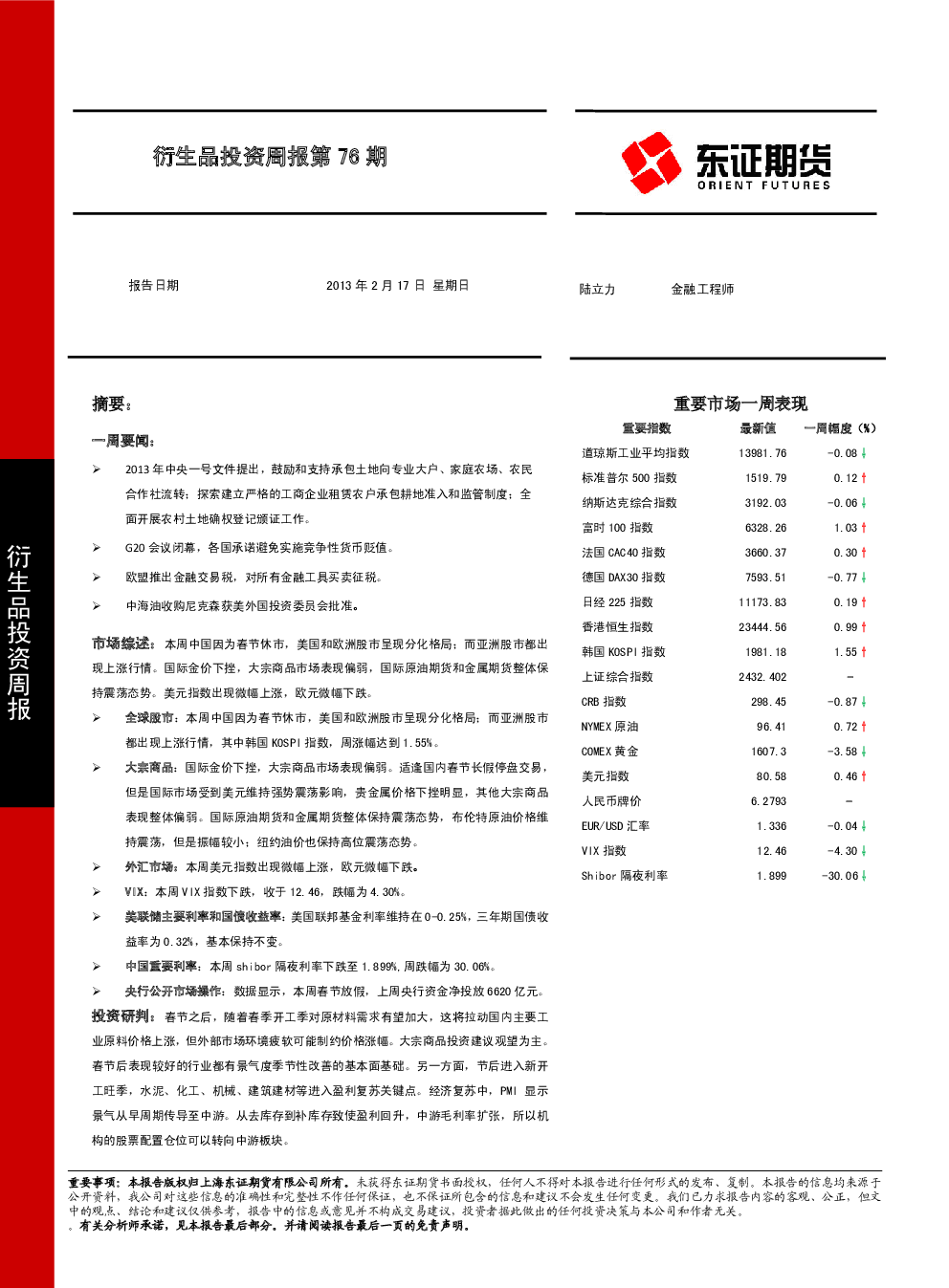 东证期货衍生品投资周报第76期