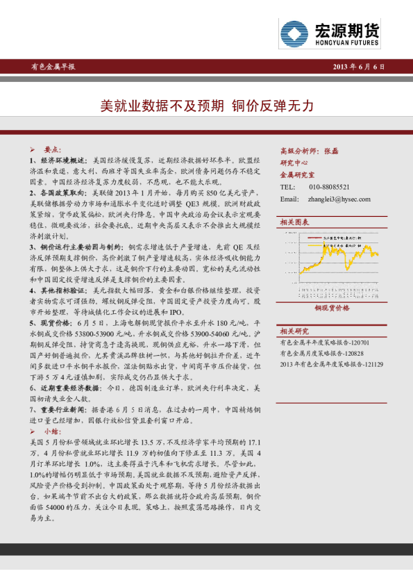 有色金属早报：美就业数据不及预期铜价反弹无力 
