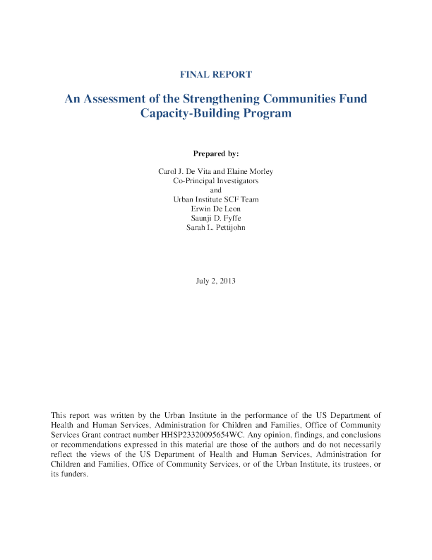 An Assessment of the Strengthening Communities Fund Capacity-Building ...