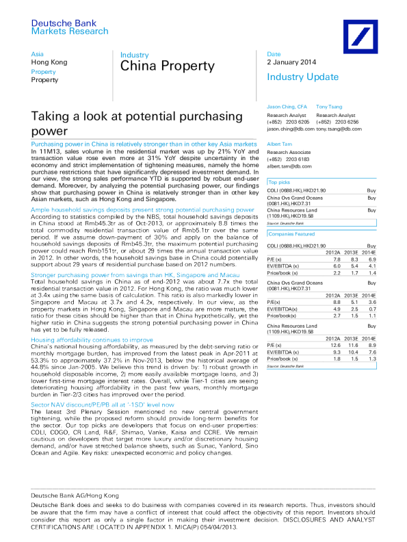 China Property ： Taking a look at potential purchasing power