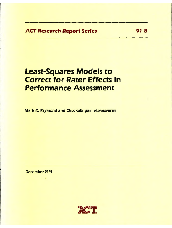 Least-Squares Models to Correct for Rater Effects in Performance Assessment
