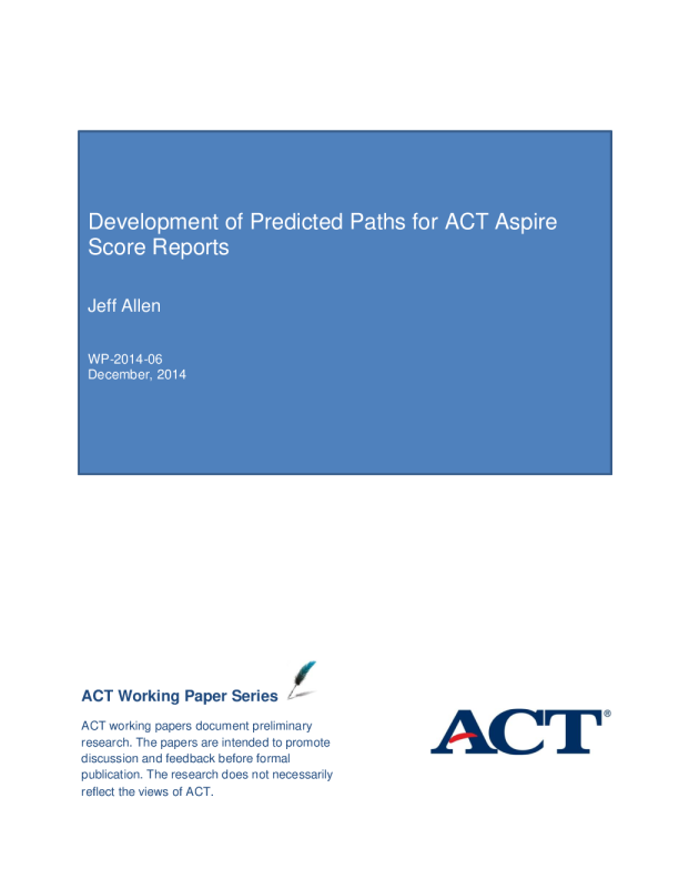 Development of Predicted Paths for ACT Aspire Score Reports
