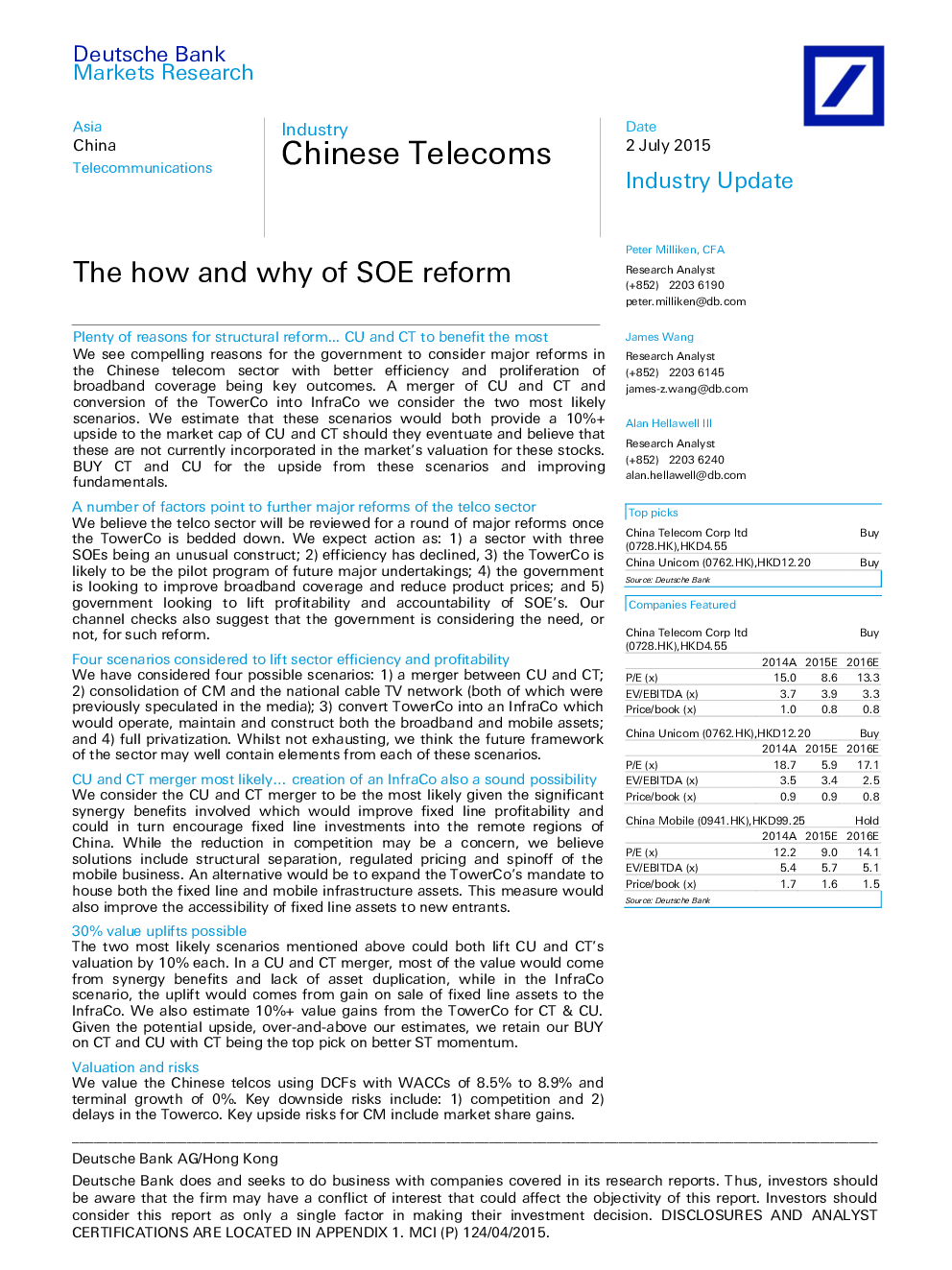 2015-07-02 Peter Milliken、Alan Hellawell III 德意志银行 北***