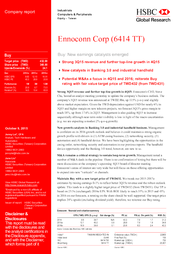 Ennoconn Corp：买入新收益催化剂涌现
