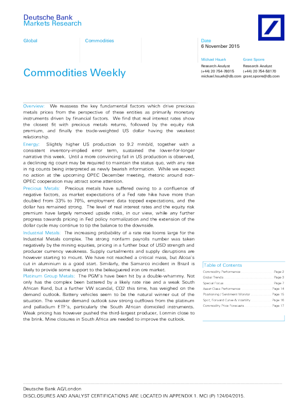 Commodities Weekly