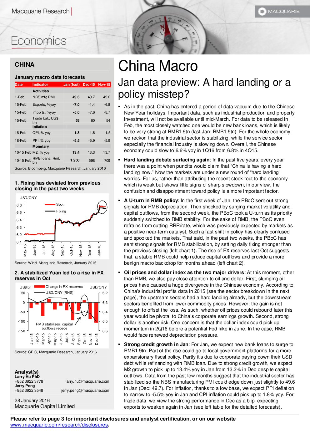 China Macro：1月数据预览；硬着陆或政策失误