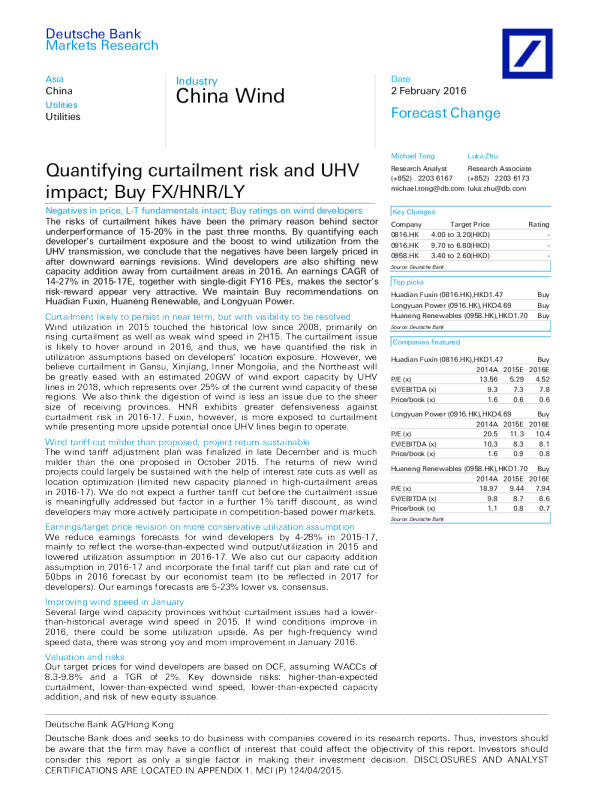 Quantifying curtailment risk and UHV impact; Buy FX/HNR/LY