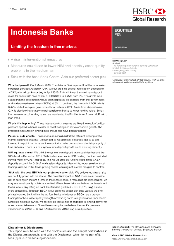 Indonesia Banks：Indonesia Limiting the freedom in free markets