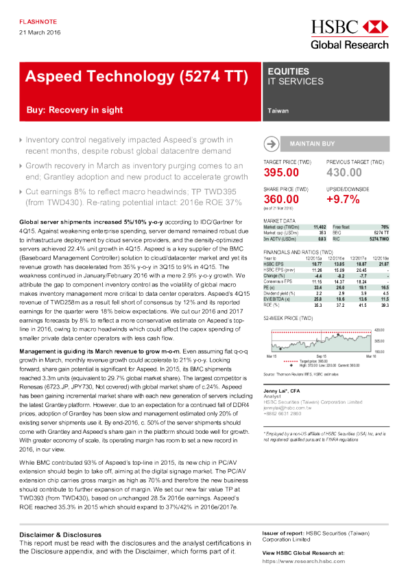 ASPEED TECHNOLOGY（5274.TT）：购买：可见的复苏