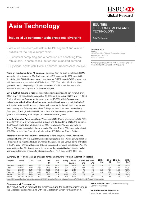 Asia Technology: Industrial vs consumer tech: prospects diverging