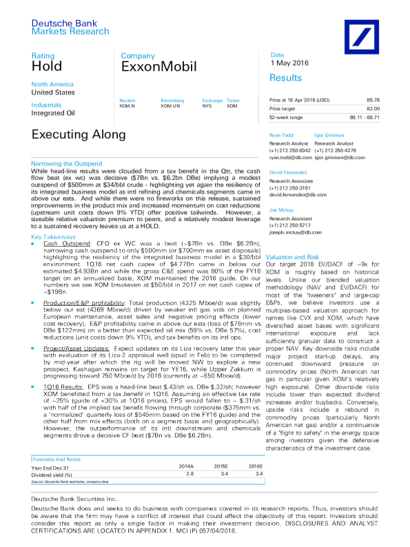 EXXONMOBIL（XOM.N）：沿执行