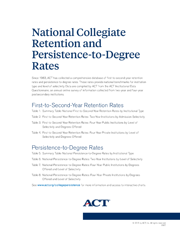 2015 National Collegiate Retention and Persistence Rates