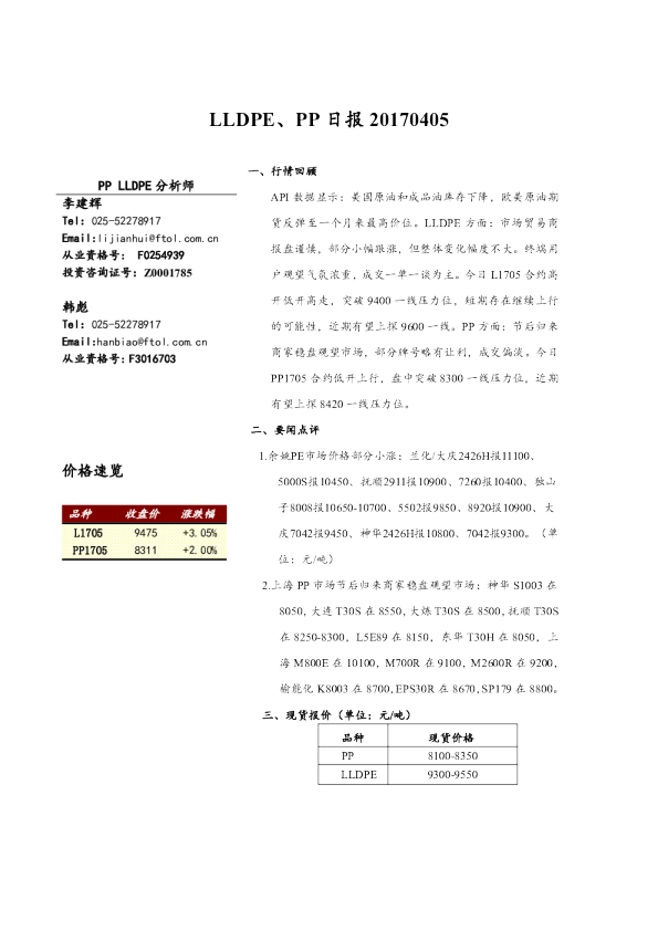 LLDPE、PP日报