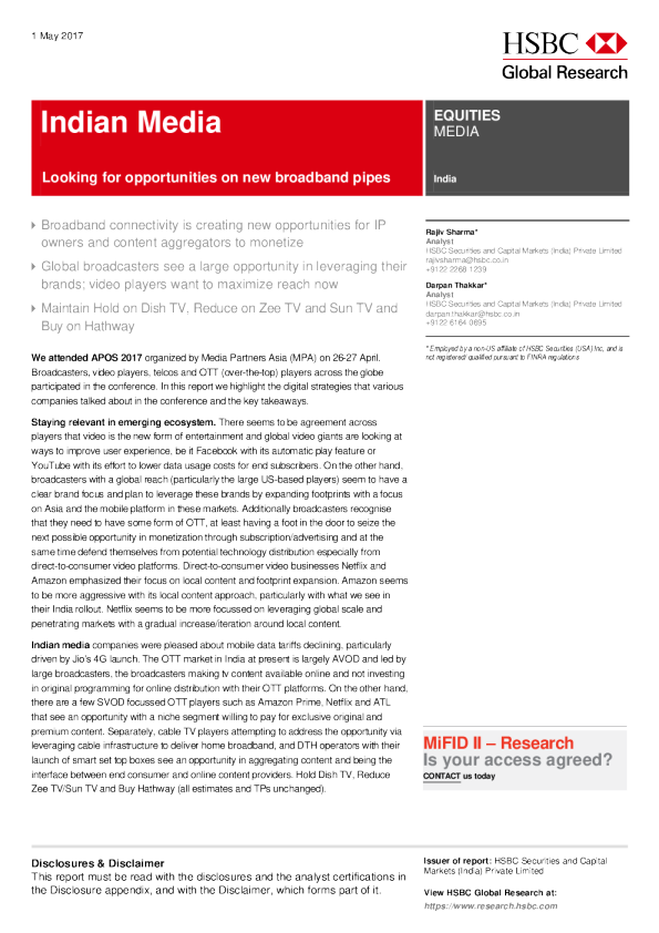 印度媒体：寻找新的宽带管道的机会
