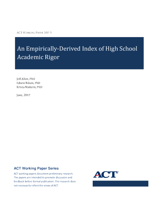 An Empirically-Derived Index of High School Academic Rigor