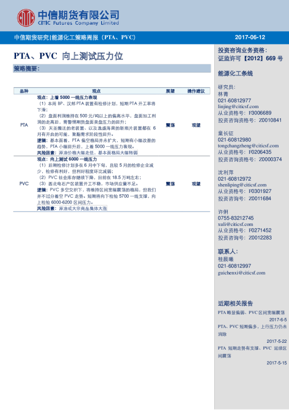 能源化工策略周报（PTA、PVC）：PTA、 PVC向上测试压力位