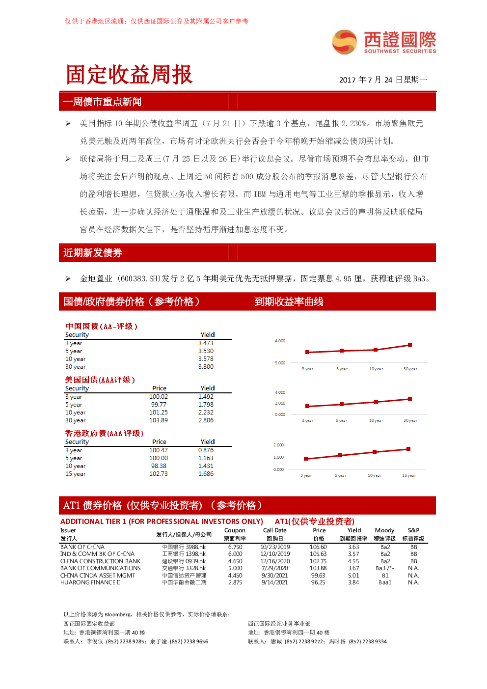 西证国际固定收益周报