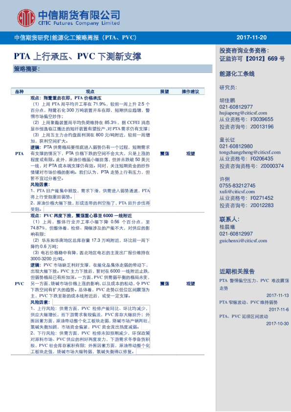 能源化工策略周报（PTA、PVC）：PTA上行承压、PVC下测新支撑