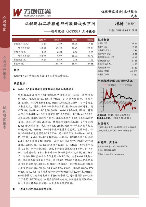 从特斯拉二季报看旭升股份 603305 成长空间