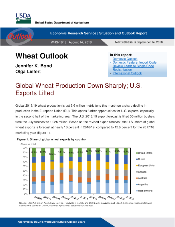 USDA Wheat Outlook 2018.08.14