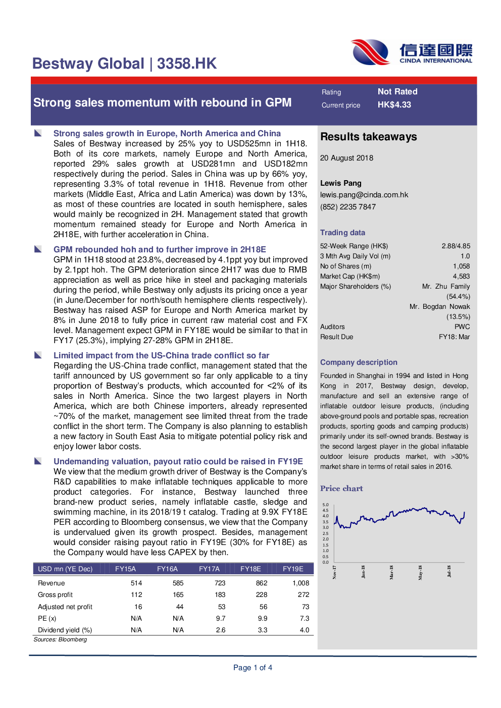 荣威国际,03358 2018-08-20 Lewis Pang 信达国际 后***