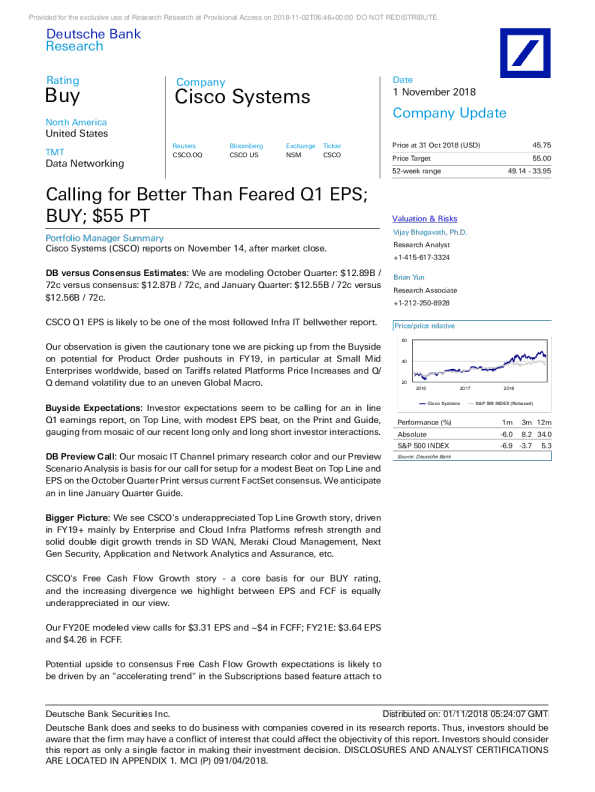 Calling for Better Than Feared Q1 EPS; BUY; $55 PT