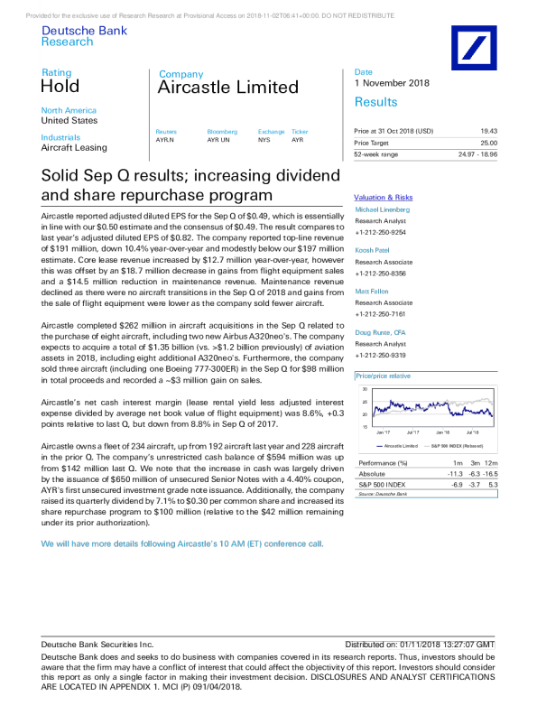 可靠的Sep Q结果；增加股利估值与风险