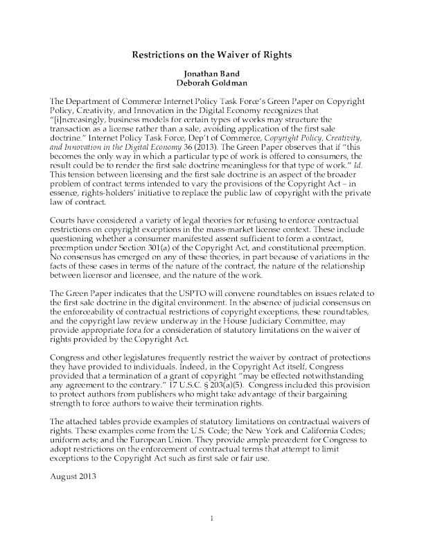 Restrictions on the Waiver of Rights