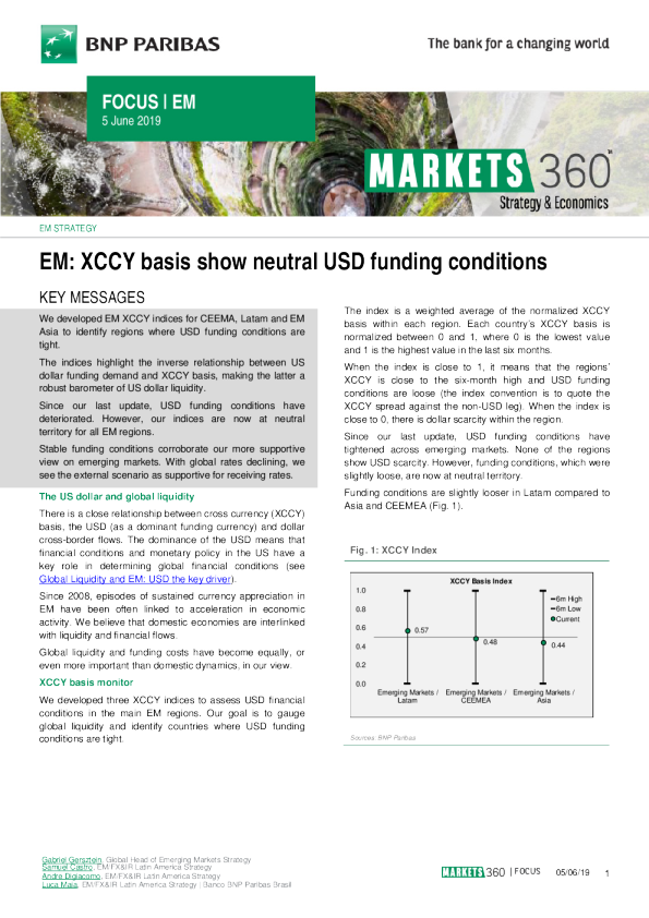 焦点| EM：XCCY基准显示中性美元资金状况
