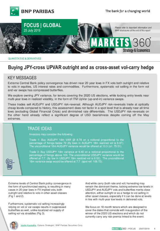 直接购买日元交叉的UPVAR和交叉资产的浮动套期保值