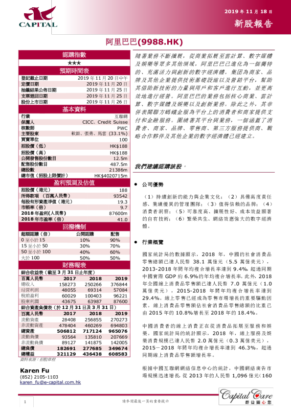 新股报告：阿里巴巴（9988.HK）