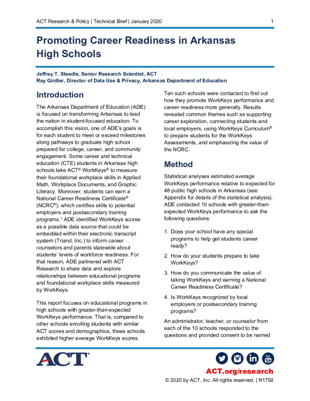 Promoting Career Readiness in Arkansas High Schools