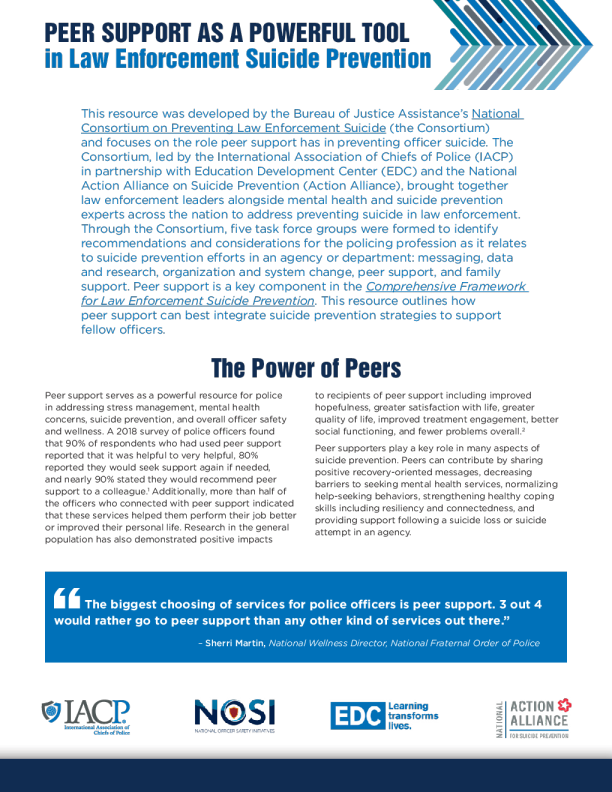 Peer Support as a Powerful Tool in Law Enforcement Suicide Prevention