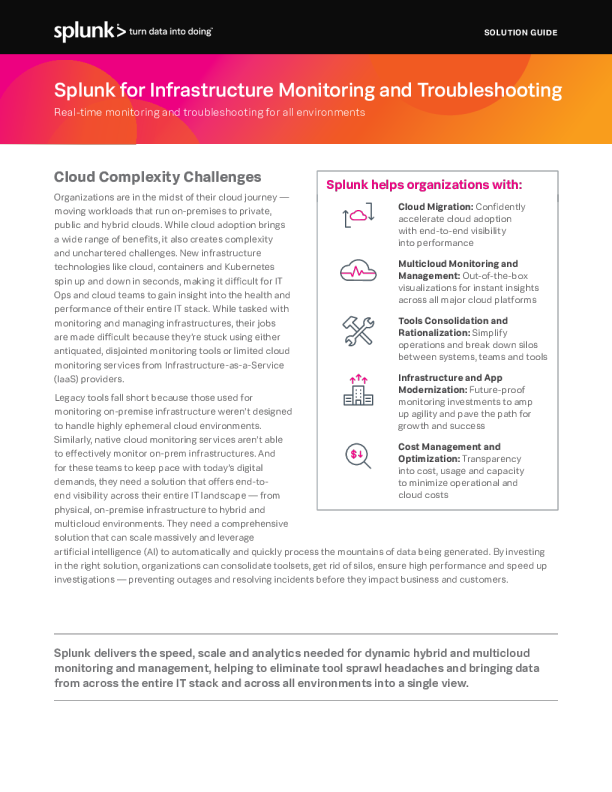 用于基础架构监控和故障排除解决方案的 Splunk 解决方案指南