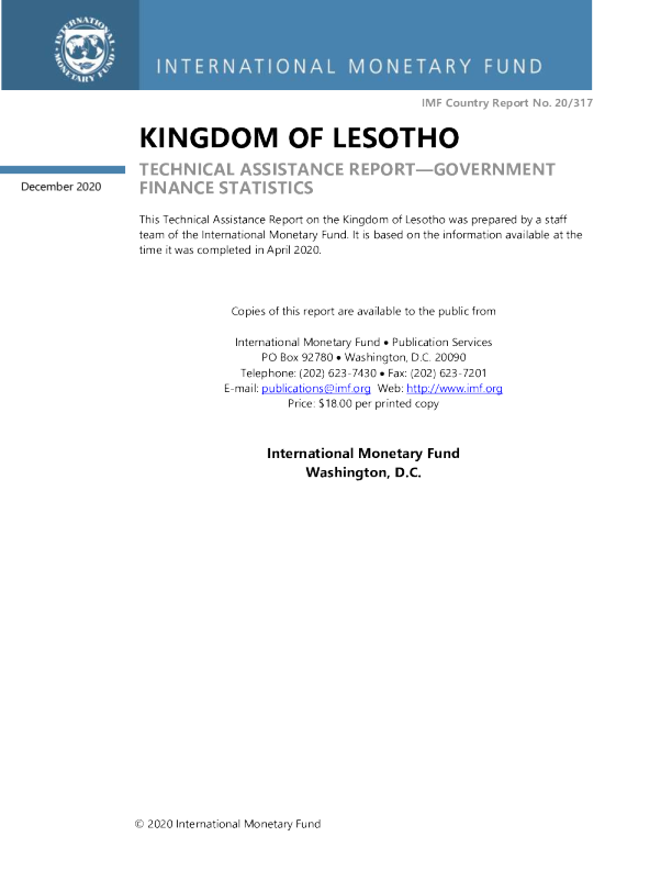 Kingdom of Lesotho: Technical Assistance Report-Government Finance ...