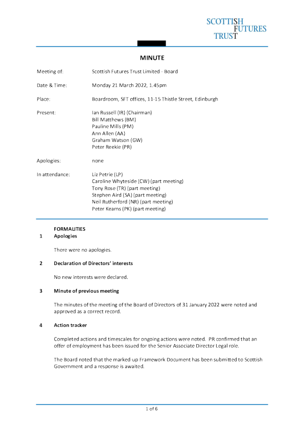 SFT董事会会议记录