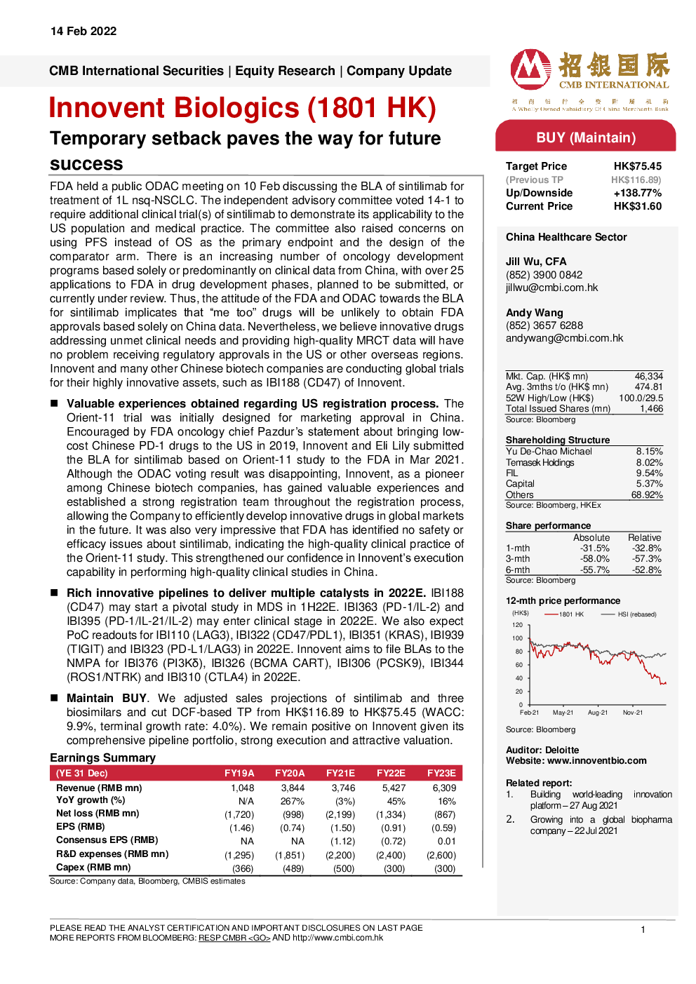 信达生物 (1801 HK) 暂时的挫折为未来的成功铺平道路