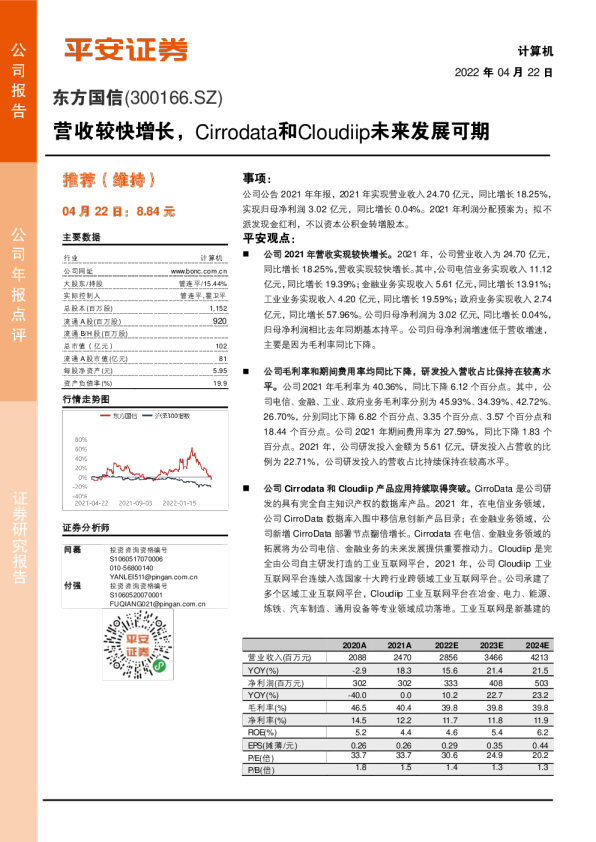 营收较快增长，Cirrodata和Cloudiip未来发展可期