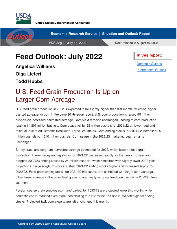 美国农业部油料作物展望 2022.7.14