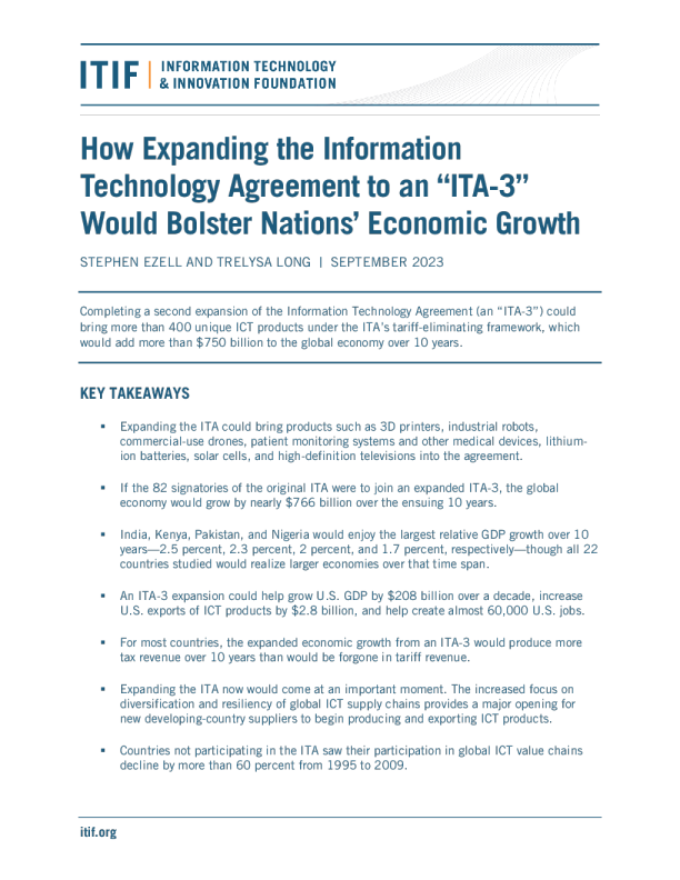 将信息技术协议扩大到 “ITA - 3 ” 将如何促进各国的经济增长